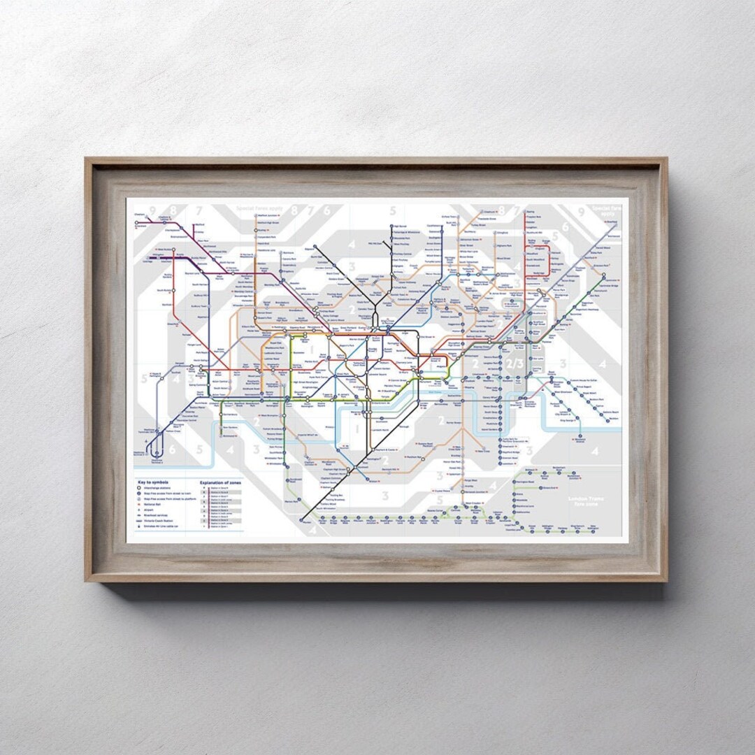 London Underground Tube Map Art Print Rail Wall Art Print Map Poster London Underground Tube Map Art Print Rail Wall Art Print Map Poster