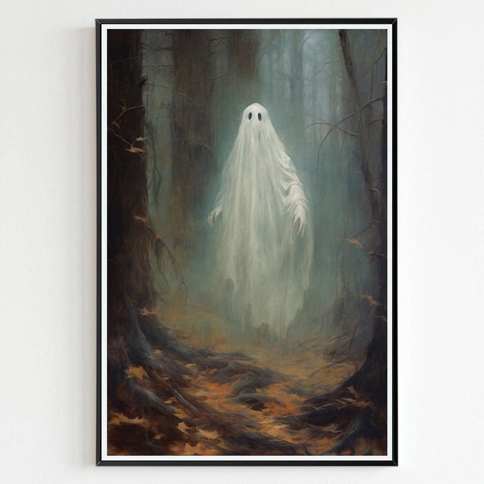 Spooky Ghost in Haunted Woods Gothic Halloween Poster Print Wall Art - Etsy
