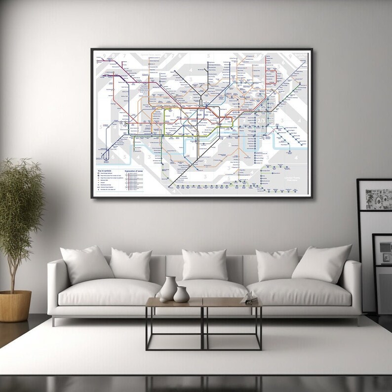 London Underground Tube Map, Art Print, Rail Wall Art Print, Map Poster ...