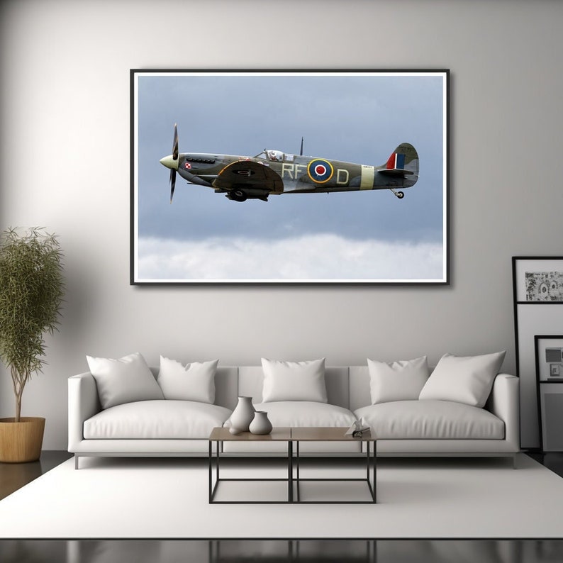 Spitfire Military Aircraft WW2 Raf FINE ART PRINT Picture Poster Wall ...