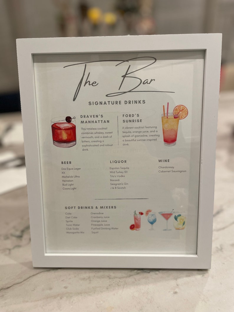 Bride & Groom Wedding Bar Template - Etsy