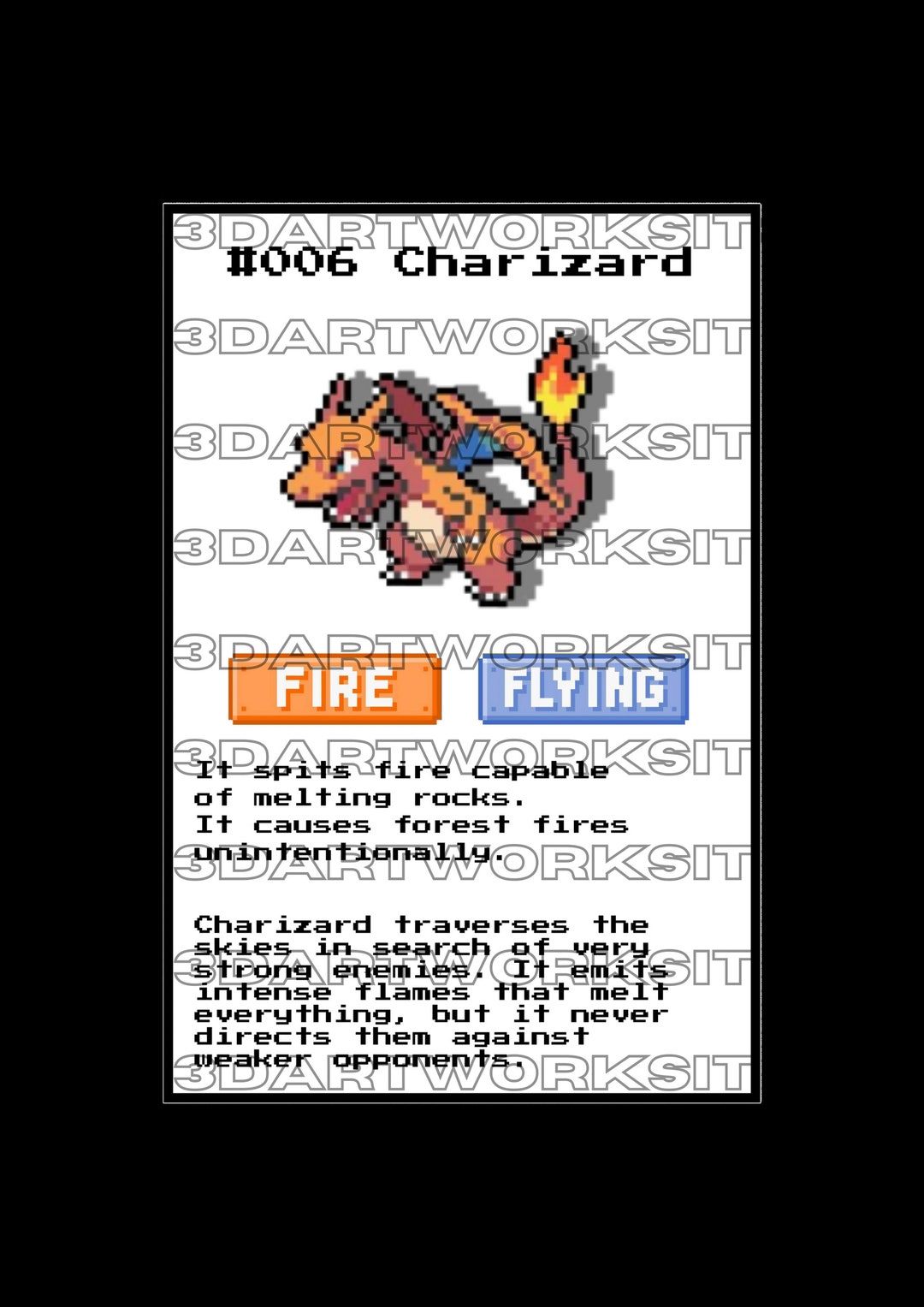 Charizard 006 Pixel Art Poster - Etsy