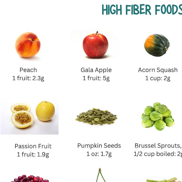 Foods High in Fiber Chart - Etsy