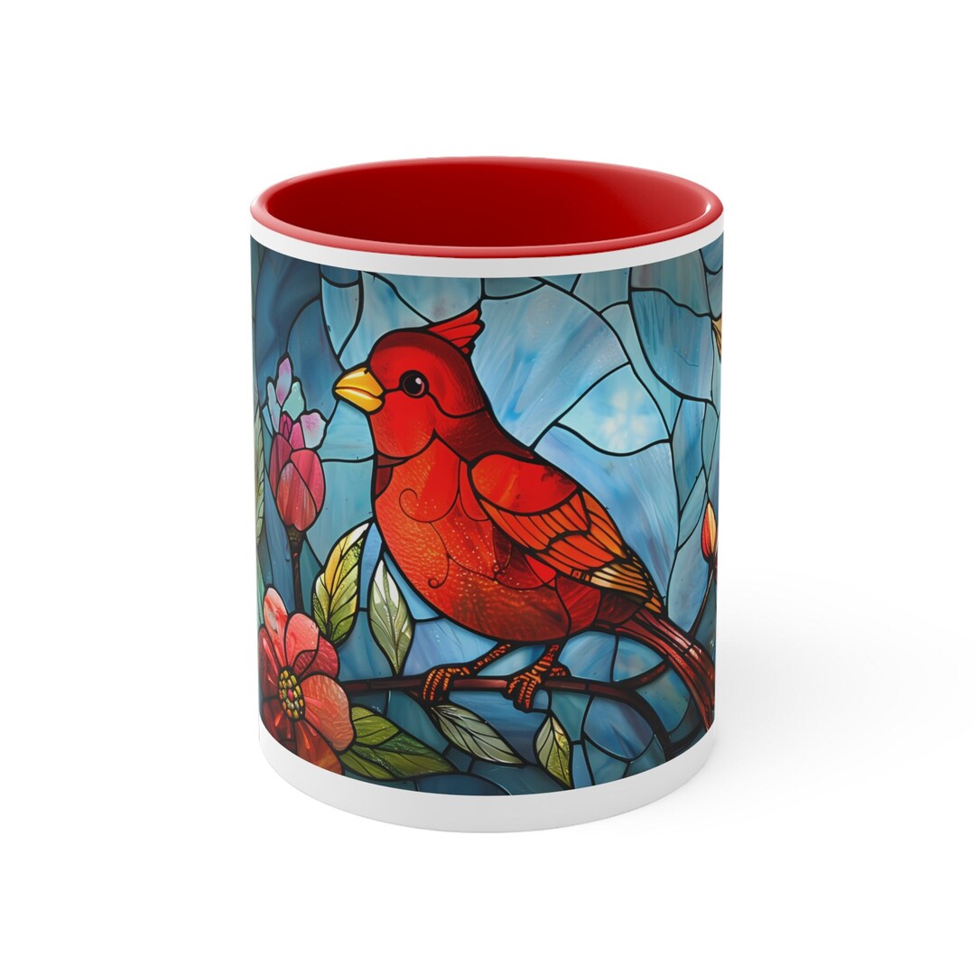 Red Bird Mug Red Bird Gifts Bird Lovers Bird Lover Gift Stained Glass ...