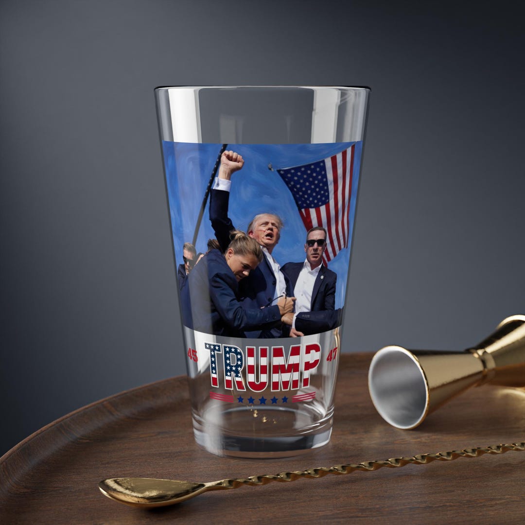 Donald Trump Glass Trump Rally Picture Cup 45 47 Drinkware USA American ...