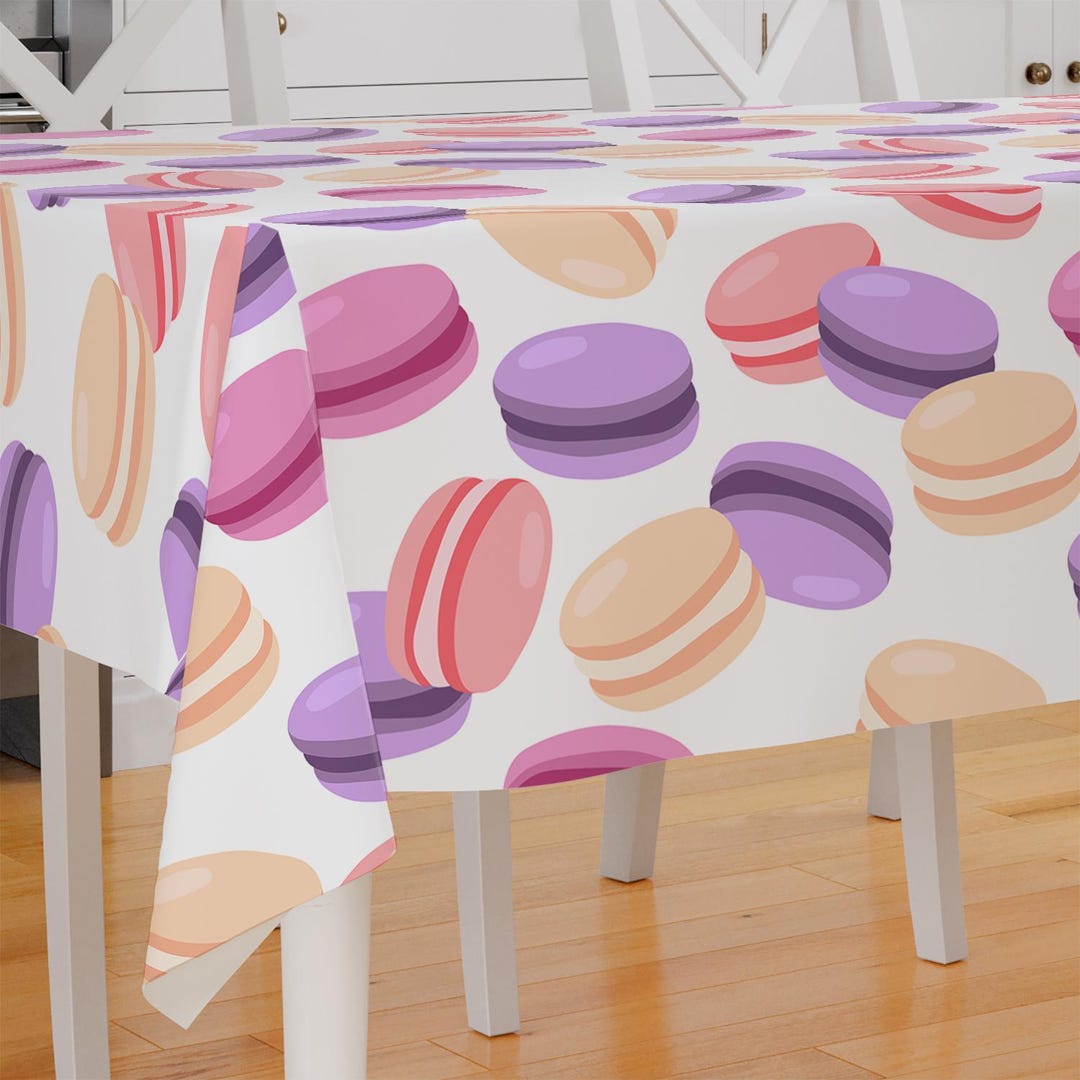 Macaron Pastry Design Premium Fabric Tablecloth Dining Tablecloth Patio ...