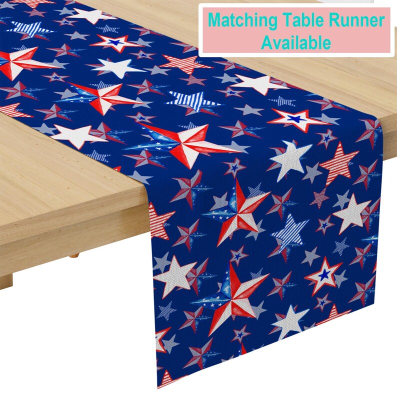 Memorial Day Stars and Stripes Theme Premium Fabric Tablecloth Dining ...