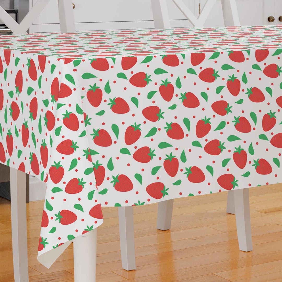 Cute Strawberry Theme Premium Fabric Tablecloth Dining Tablecloth Patio ...