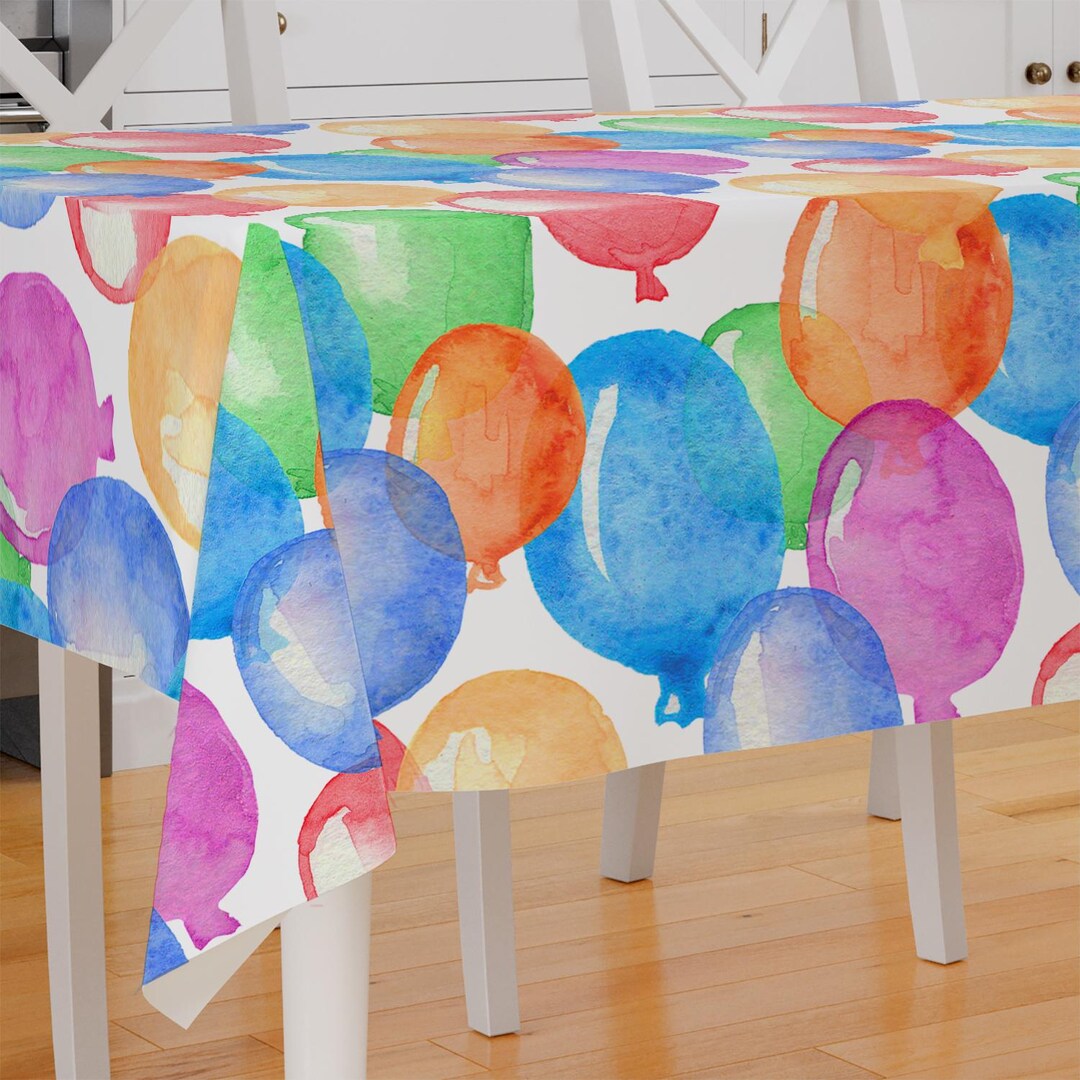 Watercolor Balloon Theme Premium Fabric Tablecloth Dining Tablecloth ...