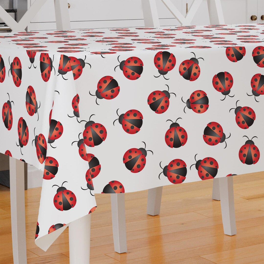Pretty Ladybugs Theme Premium Fabric Tablecloth Dining Tablecloth Patio ...