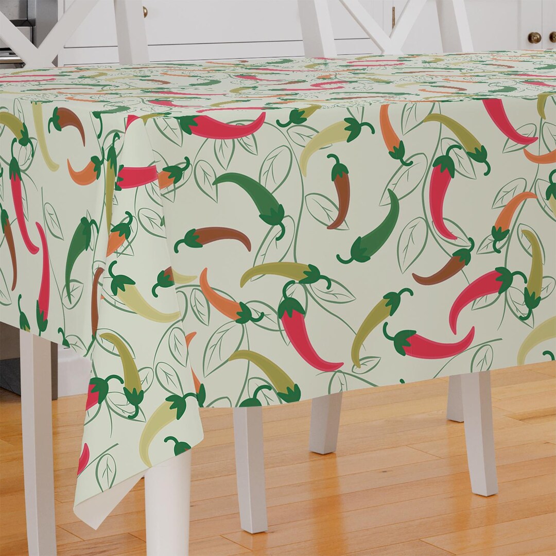 Hot Chili Pepper Design Premium Fabric Tablecloth Dining Tablecloth ...