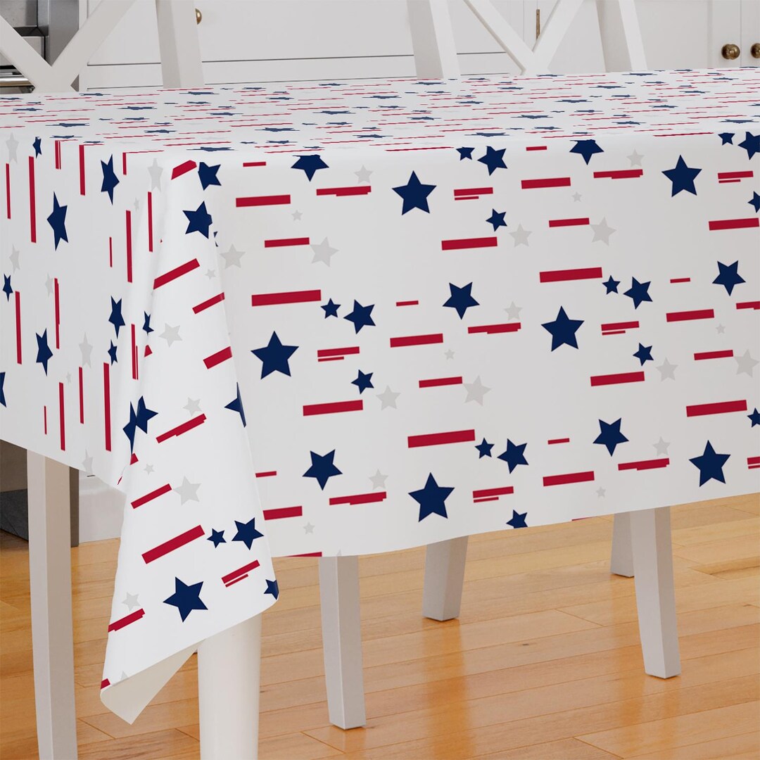 Stars and Stripes Theme Premium Fabric Tablecloth Dining Tablecloth ...