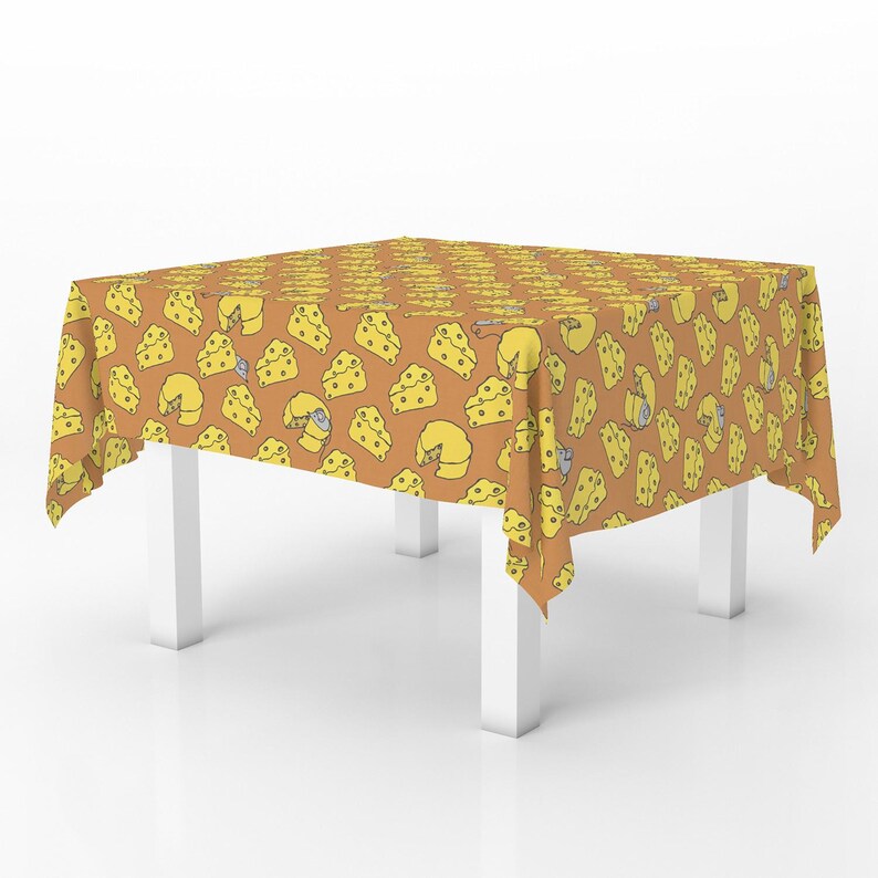 Mouse and Swiss Cheese Theme Design Premium Fabric Tablecloth Dining ...