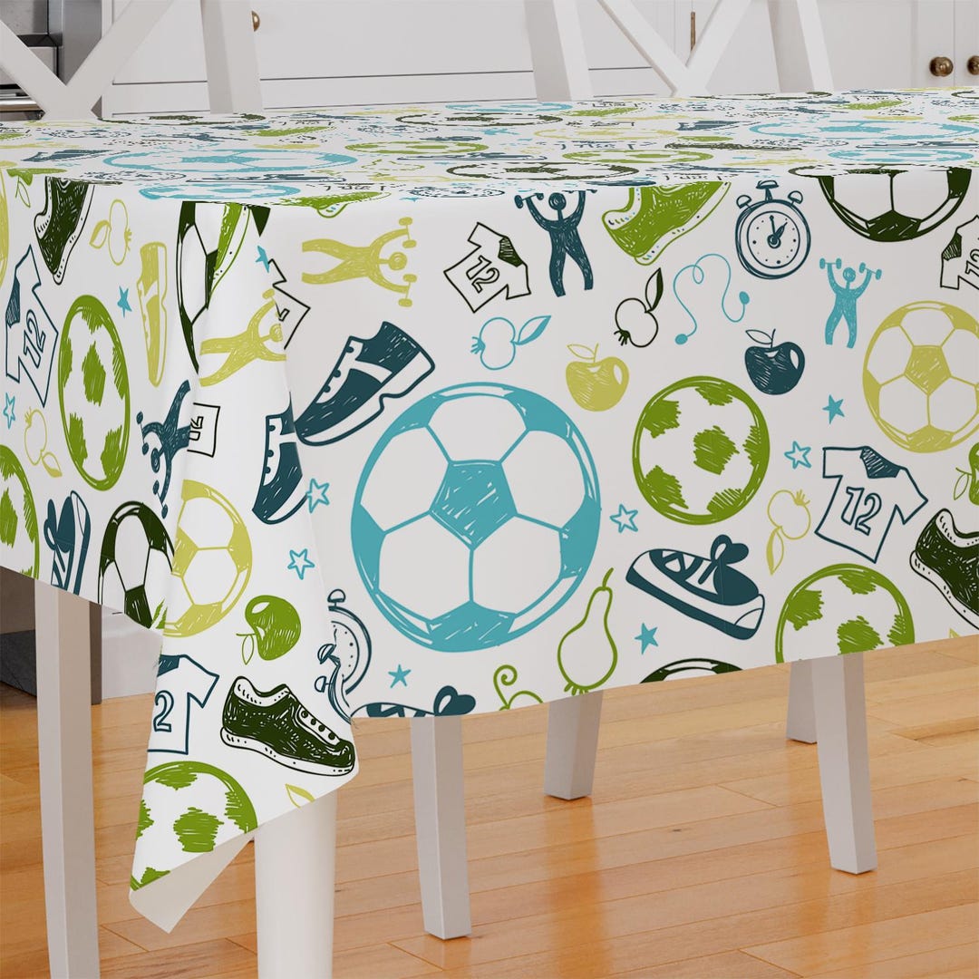 Soccer Sport Theme Premium Fabric Tablecloth Dining Tablecloth Patio ...