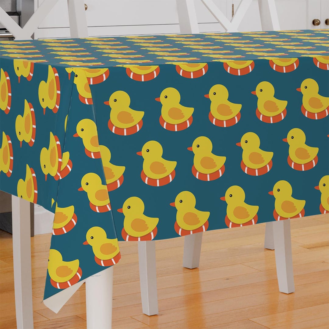 Cute Rubber Duck Theme Premium Fabric Tablecloth Dining Tablecloth ...