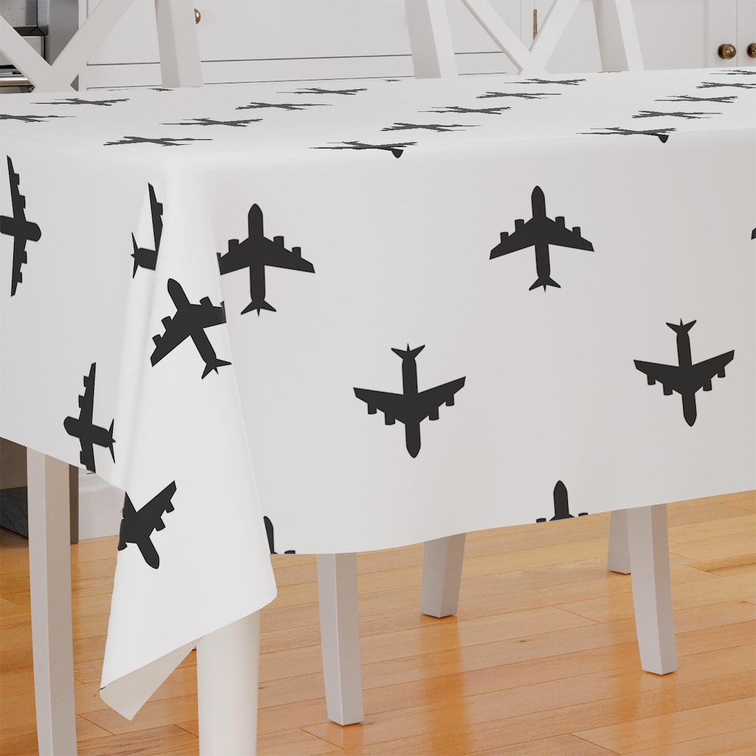 Airplane Design Theme Premium Fabric Tablecloth Dining Tablecloth Patio ...