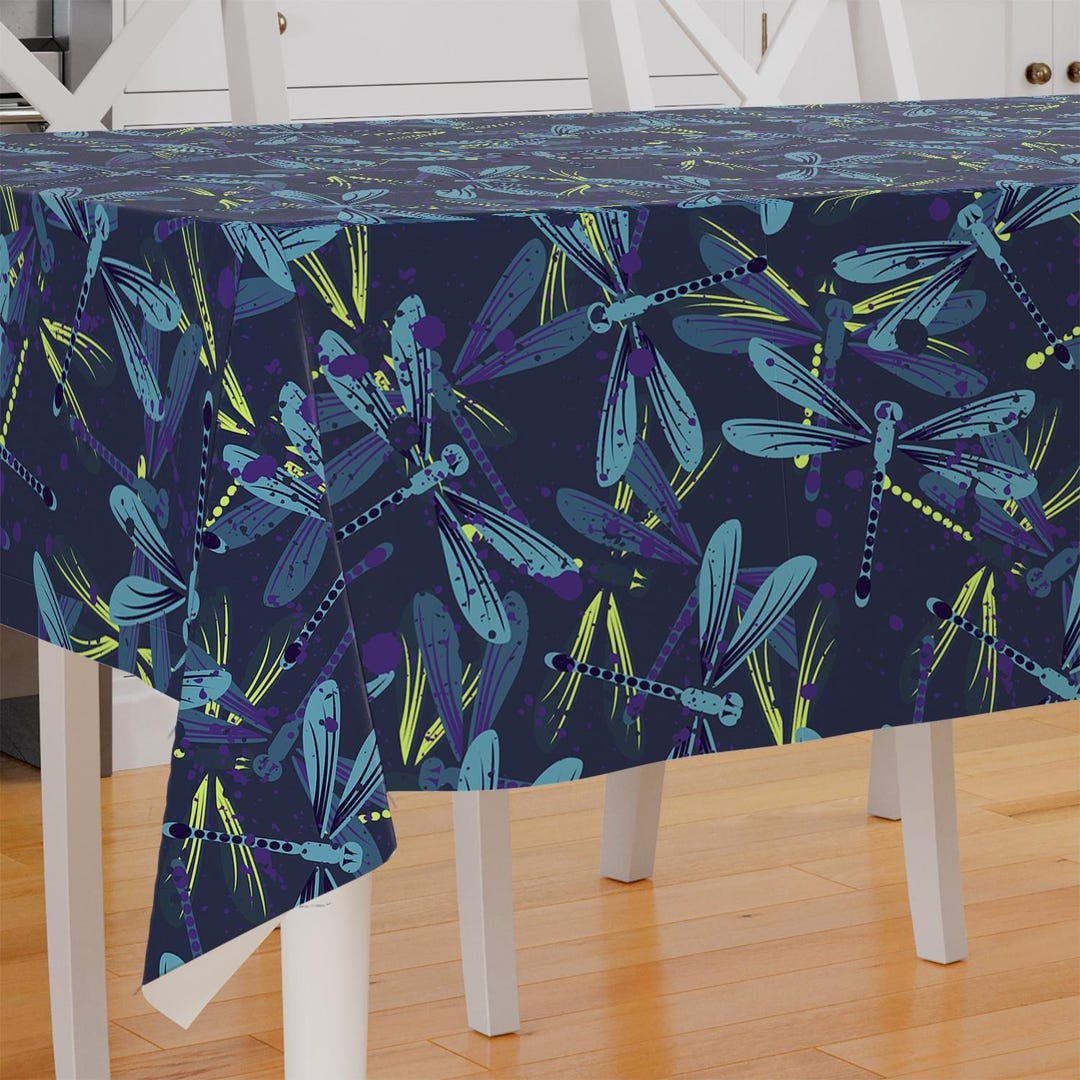 Dragonfly Insect Theme Premium Fabric Tablecloth Dining Tablecloth ...