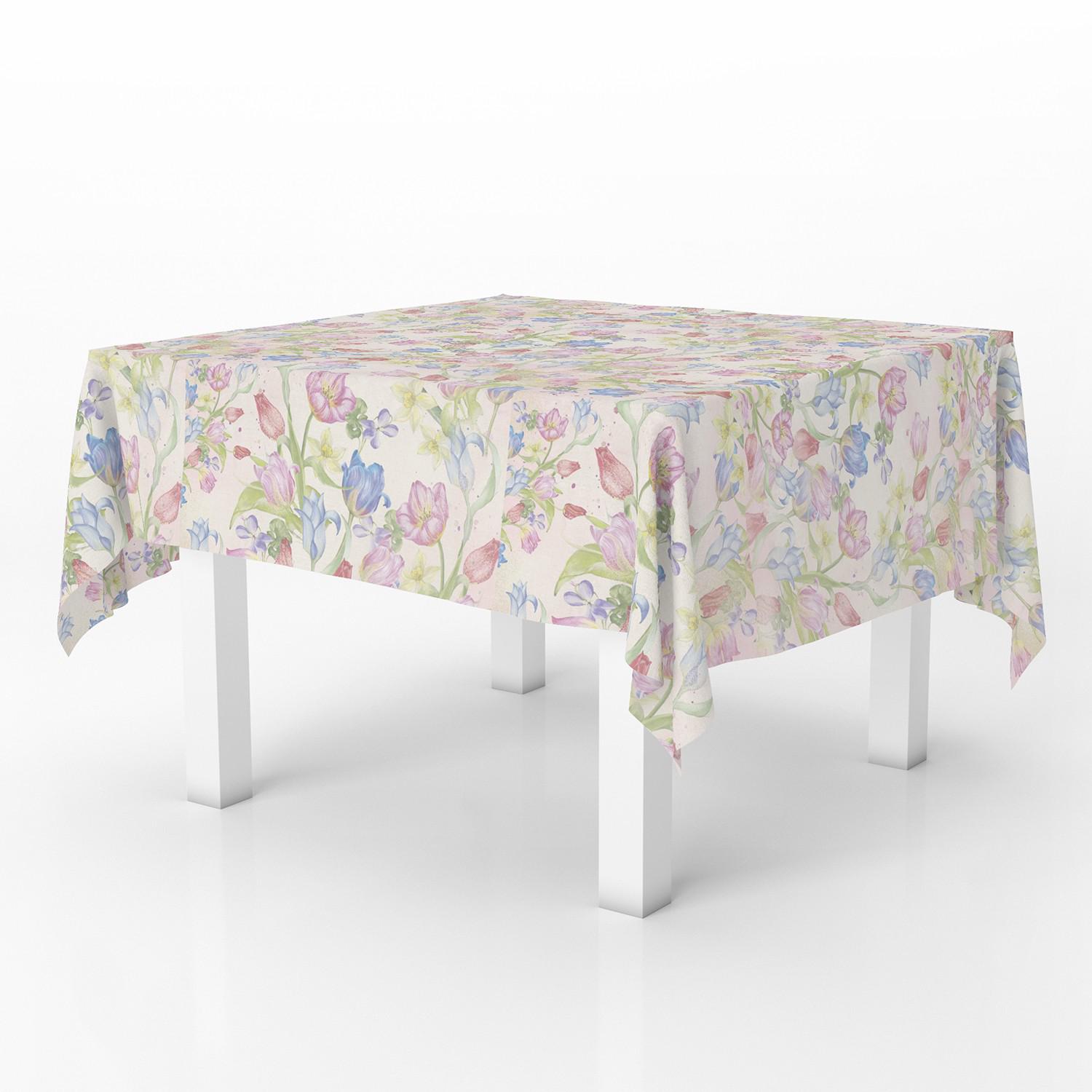 Vintage Tulip Flowers Theme Premium Fabric Tablecloth Dining Tablecloth ...