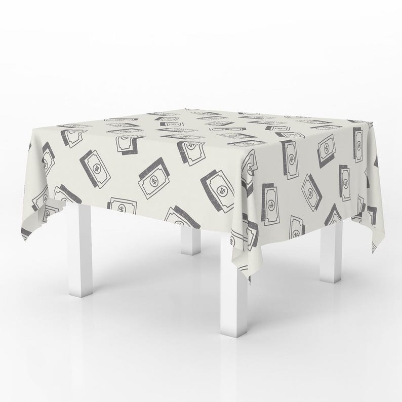 Cartoon Dollar Bill Theme Design Premium Fabric Tablecloth Dining ...