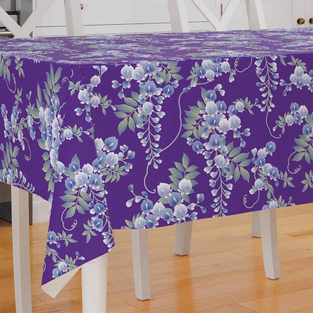 Japanese Wisteria Plant Theme Design Premium Fabric Tablecloth Dining ...