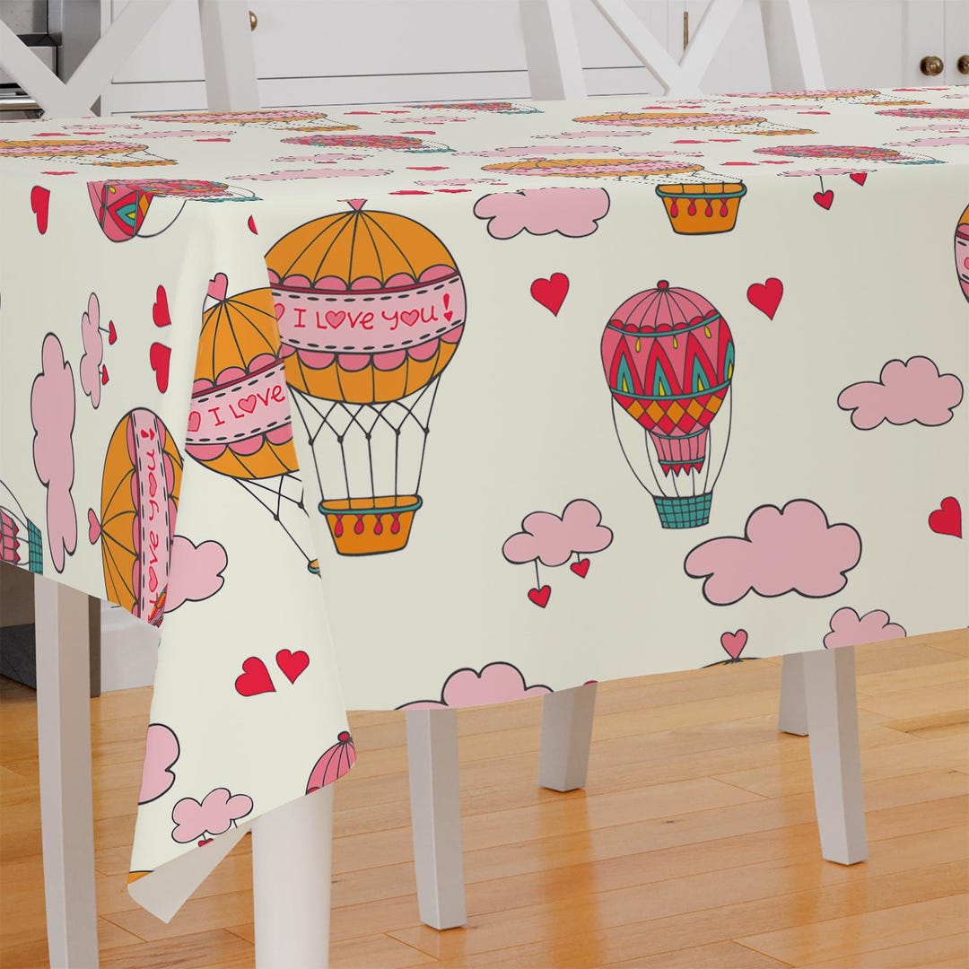 Hot Air Balloon Design Premium Fabric Tablecloth Dining Tablecloth ...