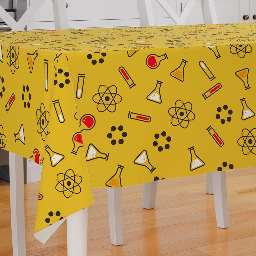 Retro Science Neutron Theme Design Premium Fabric Tablecloth Dining ...