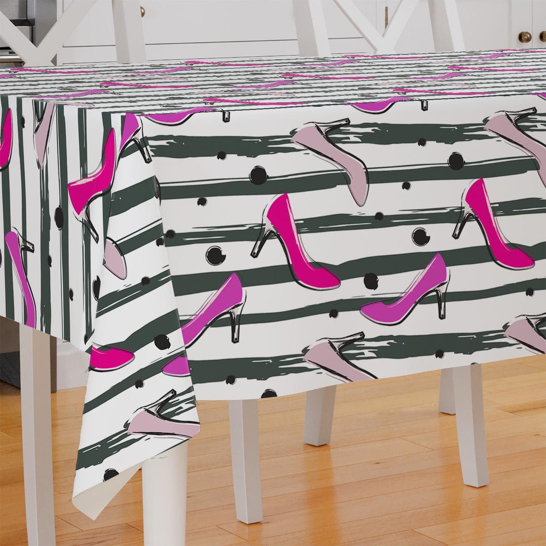 Paintbrush High Heels Design Premium Fabric Tablecloth Dining ...