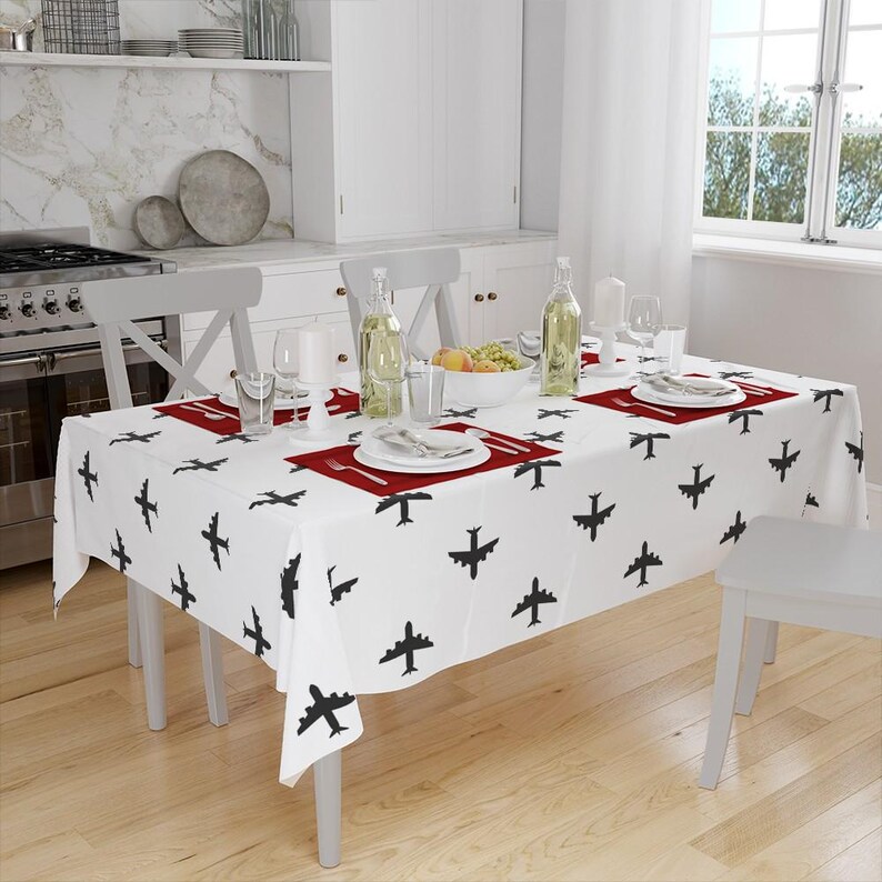 Airplane Design Theme Premium Fabric Tablecloth Dining Tablecloth Patio ...