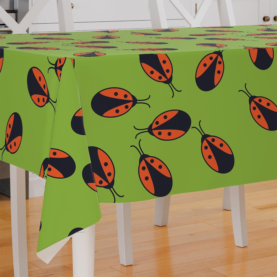 Cartoon Ladybug Theme Design Premium Fabric Tablecloth Dining ...
