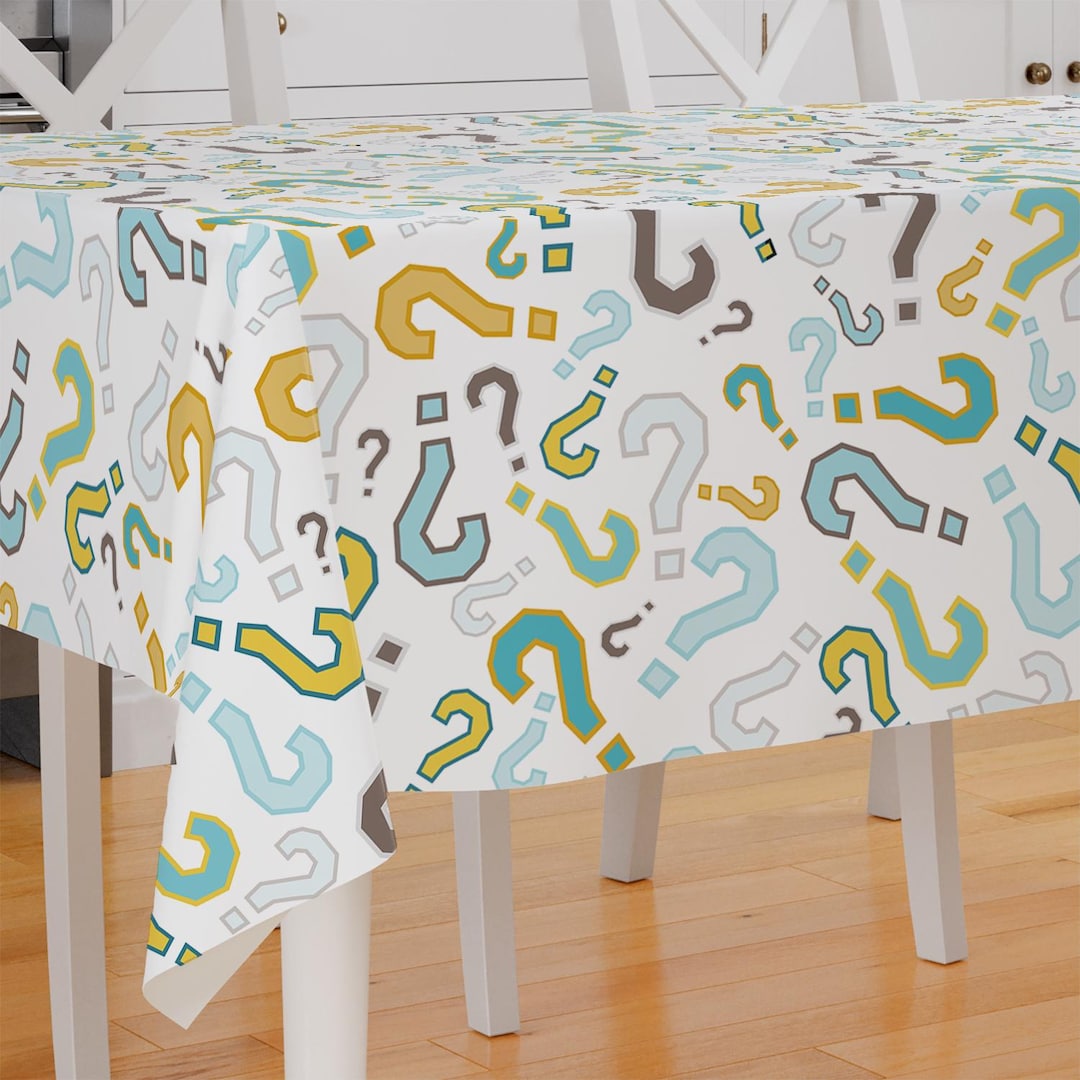 Quiz Question Mark Theme Premium Fabric Tablecloth Dining Tablecloth ...