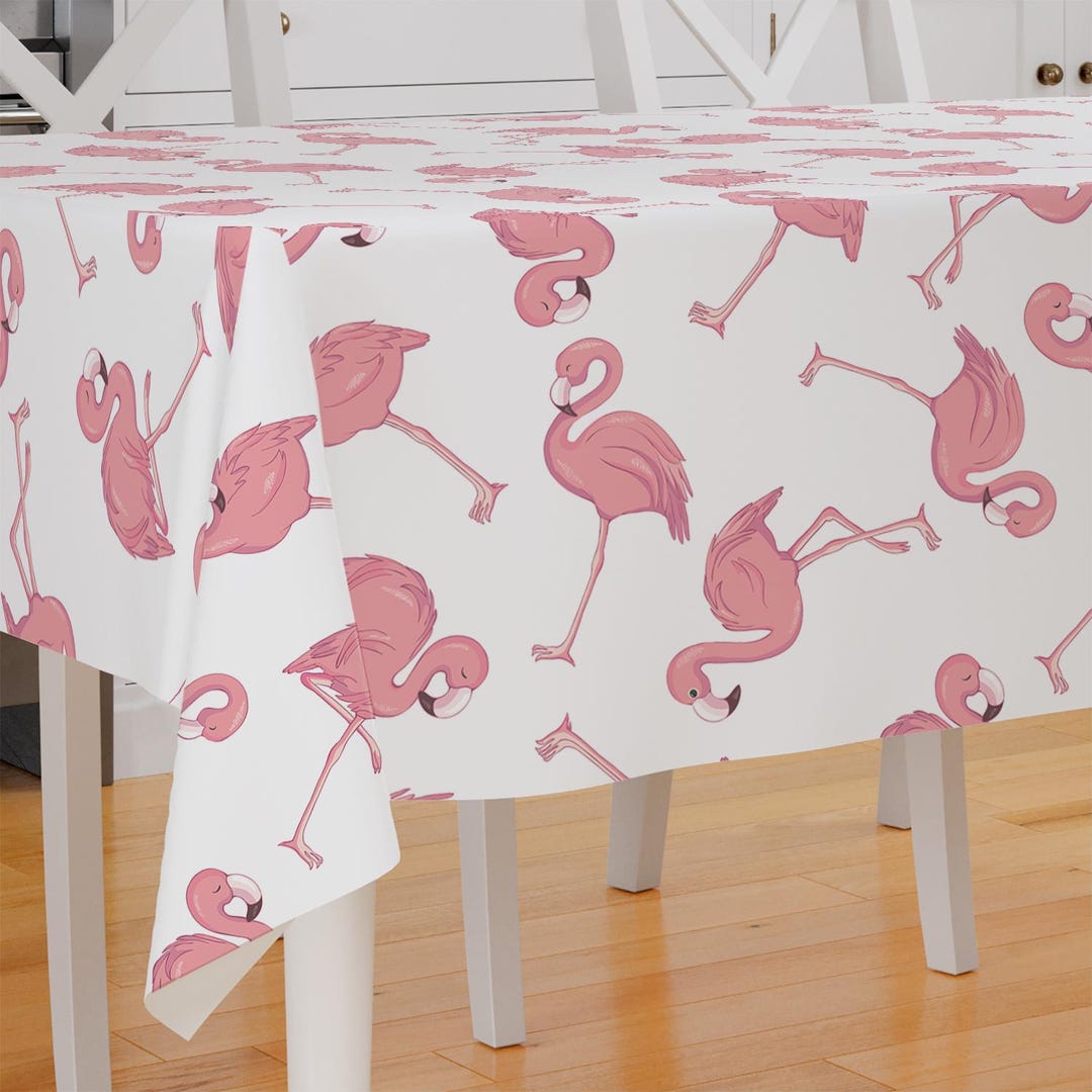 Pretty Flamingo Bird Theme Premium Fabric Tablecloth Dining Tablecloth ...