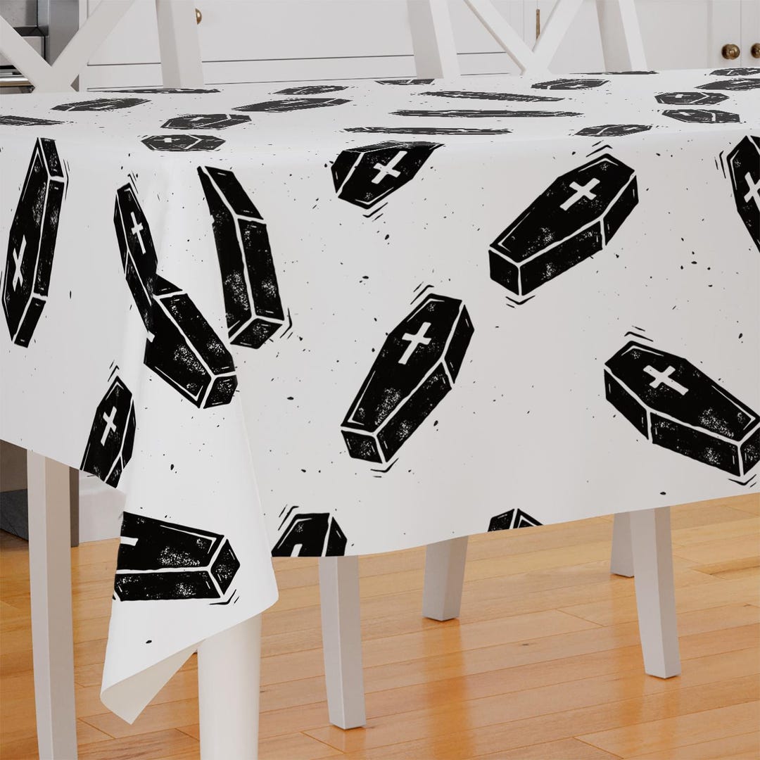 Dark Coffin Theme Design Premium Fabric Tablecloth Dining Tablecloth ...