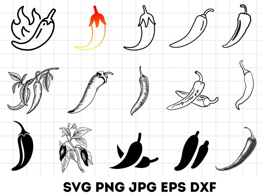 Chili Pepper Svg Bundle,hot Pepper Svg,chili Pepper Svg Bundle,chili ...