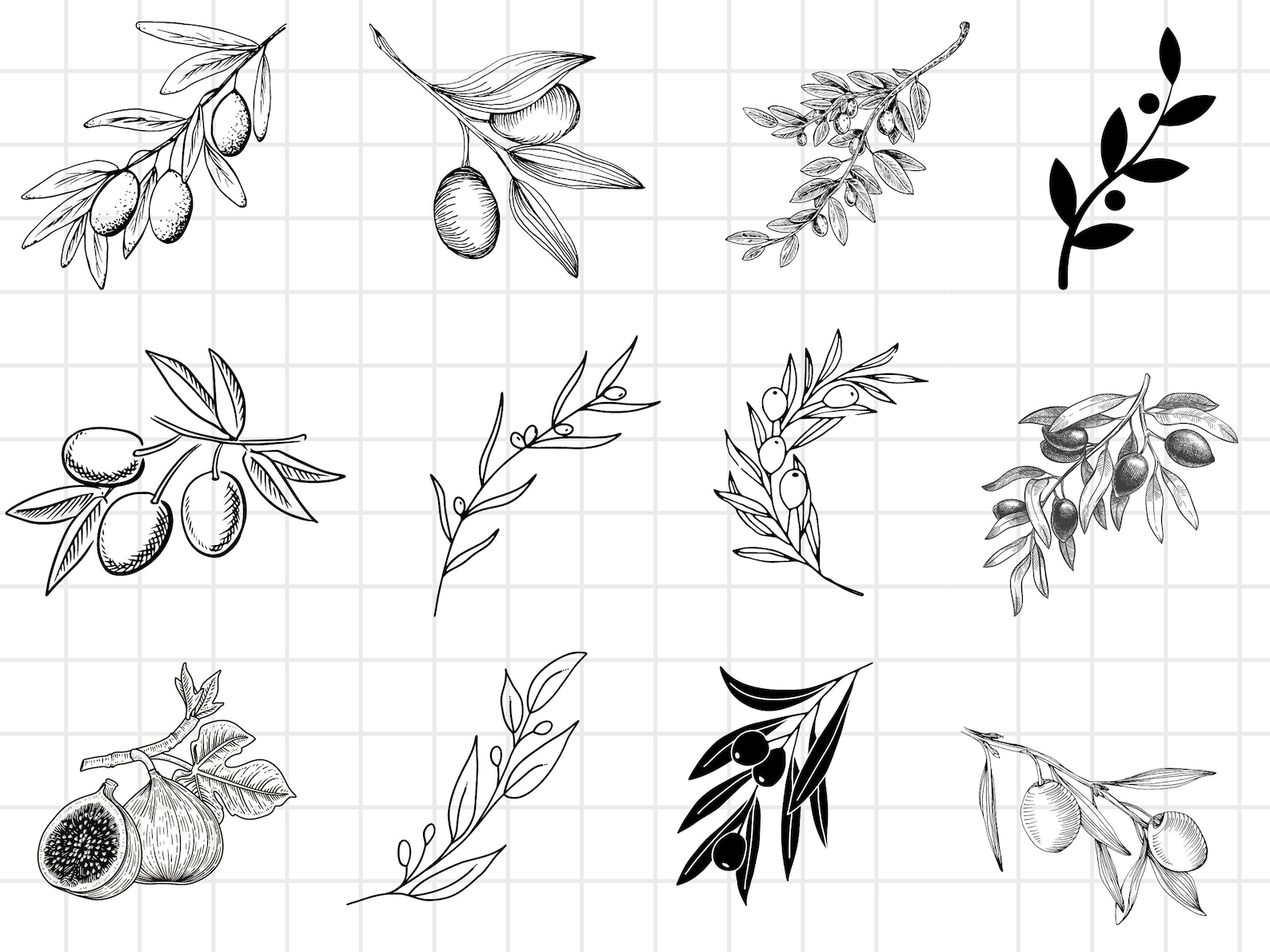 Olive Branch SVG Bundle, Olive Tree Svg, Olive Branch Dxf, Olive Branch ...