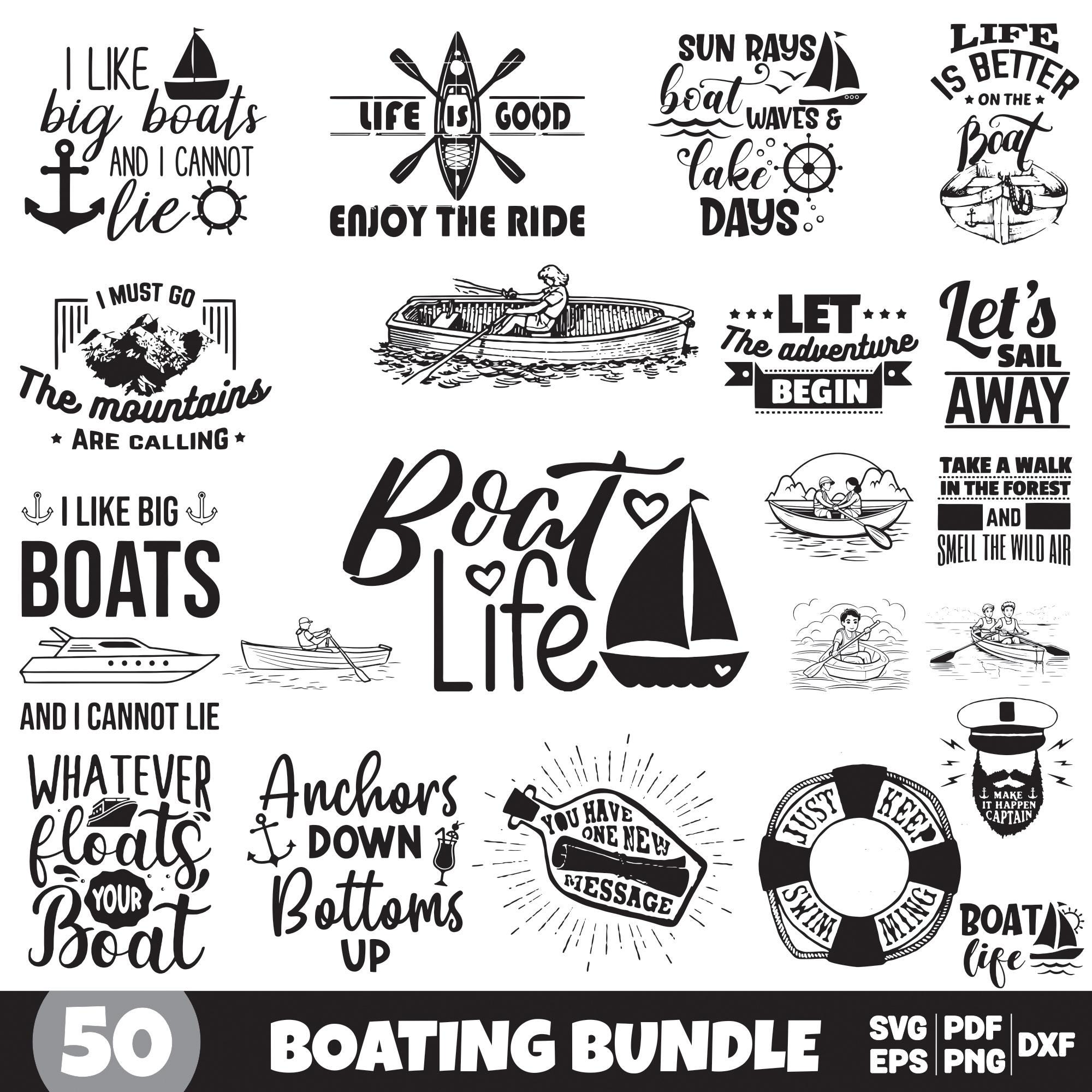 Boating Svg Bundle, Boating Clipart for Cricut, Boating Quotes ...