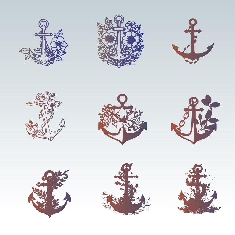 Anchor Svg Bundle, Anchor Clipart for Cricut, Split Anchor Rope ...