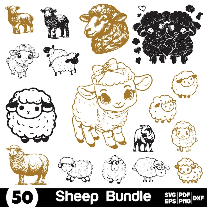 Sheep Svg Bundle, Sheep Face Clipart for Cricut, Farm Animal Silhouette, Sheep Vector, Sheep ...