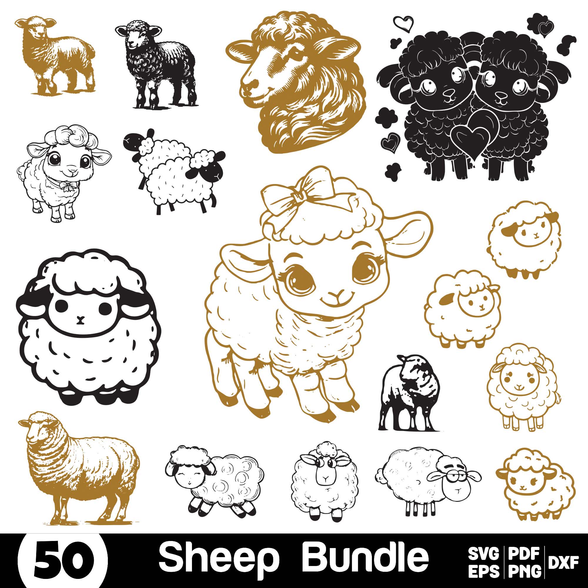 Sheep Svg Bundle, Sheep Face Clipart for Cricut, Farm Animal Silhouette ...