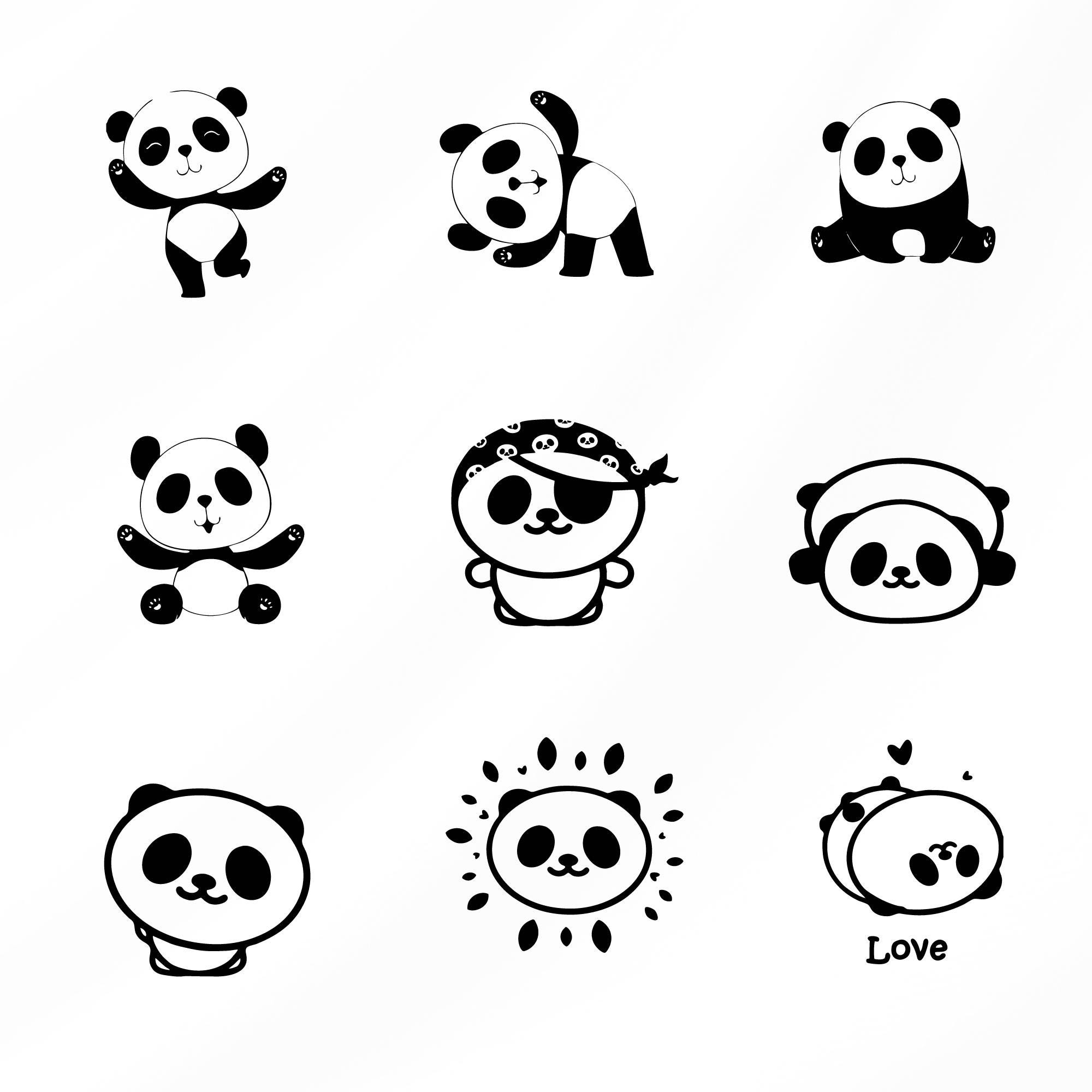 Panda Svg Bundle, Panda Face Clipart for Cricut, Cute Panda Silhouette ...