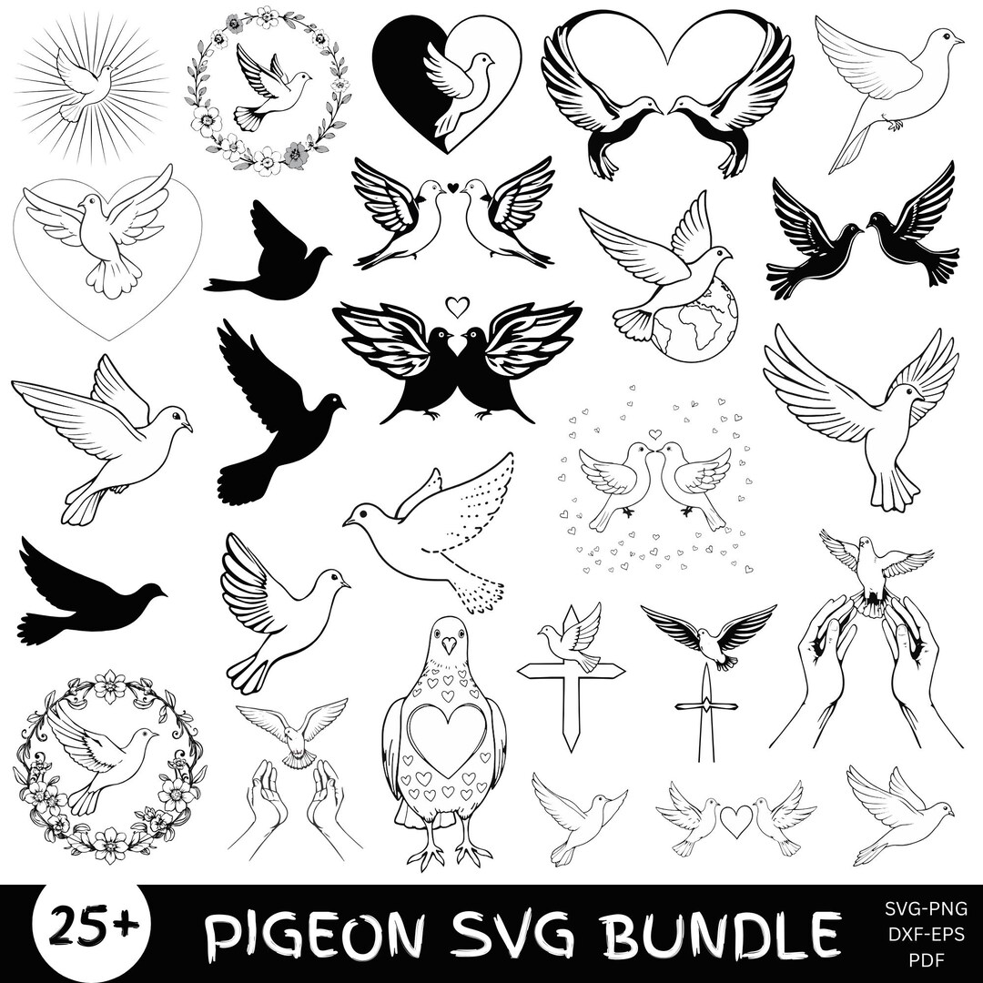 Pigeon Svg, Pigeon Cameo, Pigeon Png, Files for Cricut, Bird Svg, Peace ...
