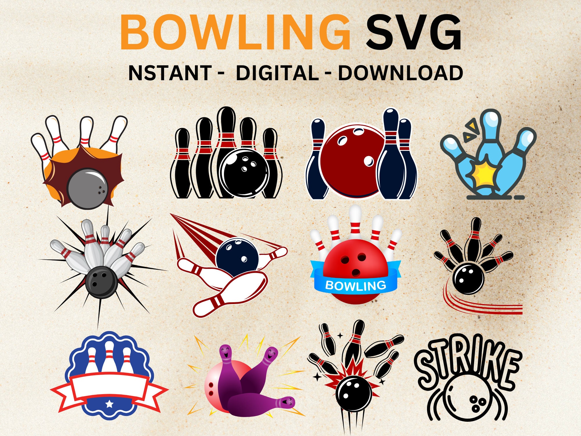 Bowling Team SVG Bundle Monogram Frame Love Bowling Squad Ball and Pins ...