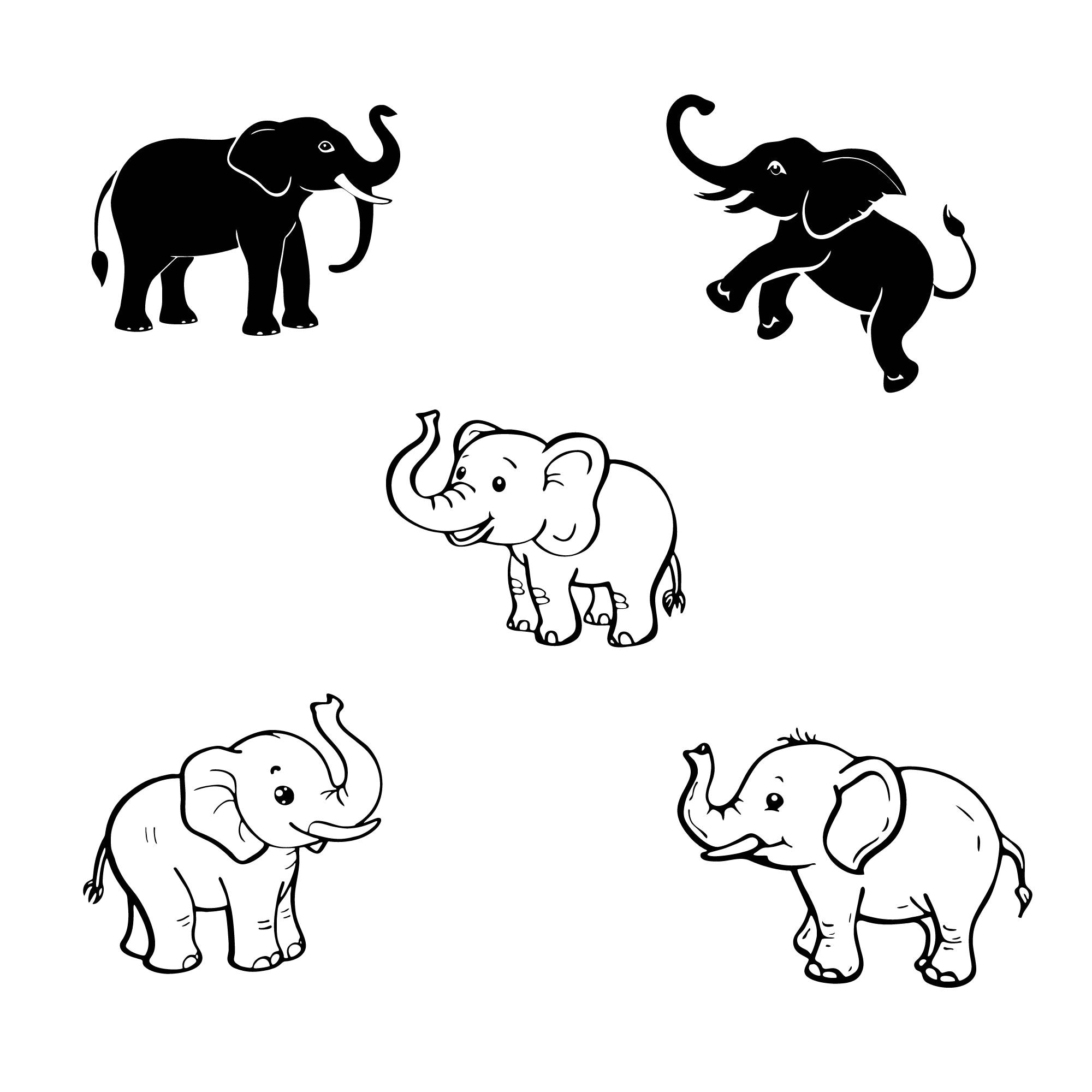 Elephant Svg Bundle, Cute Elephant Clipart for Cricut, Baby Elephant ...