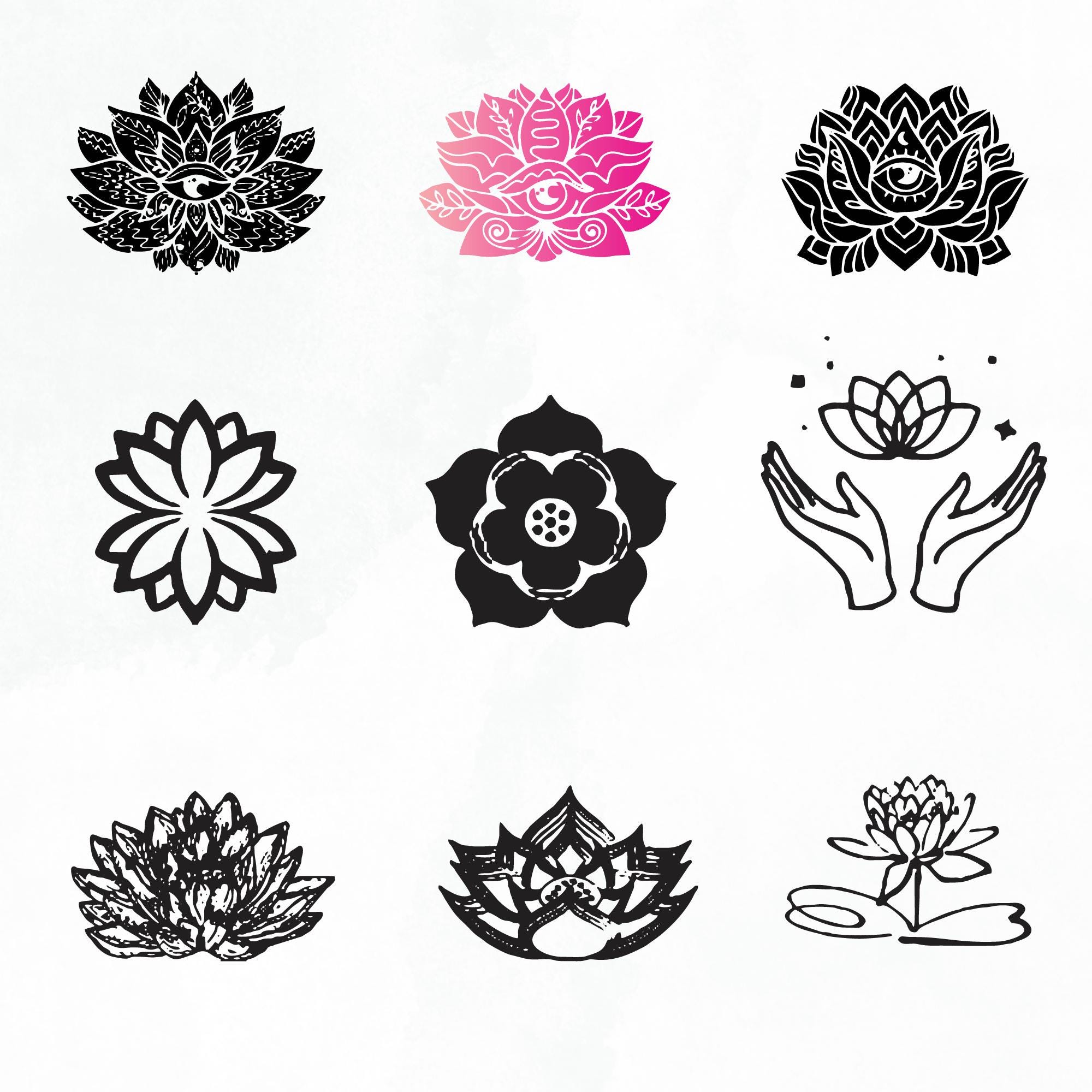 Lotus Svg Bundle, Lotus Flower Clipart for Cricut, Lotus Silhouette ...