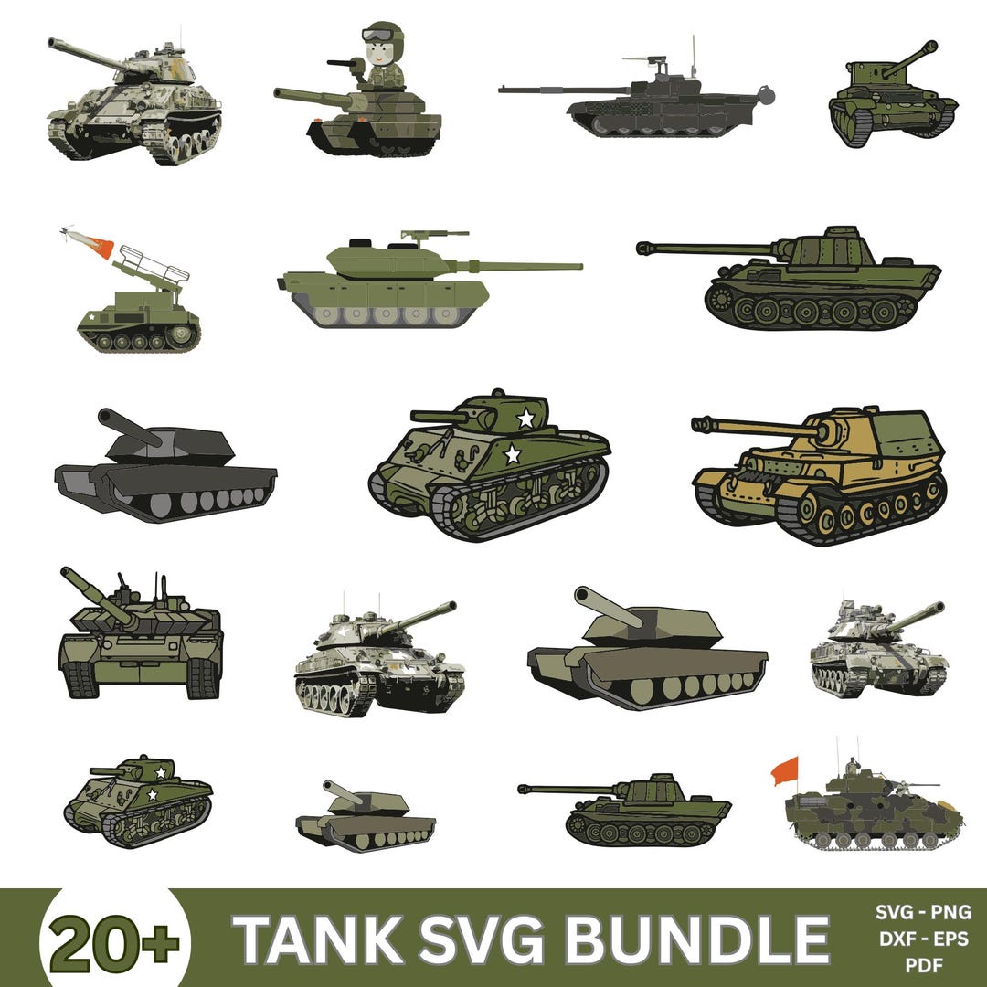 Tank SVG Bundle, Military Tank Clipart, Army Vehicle PNG, War Tank ...