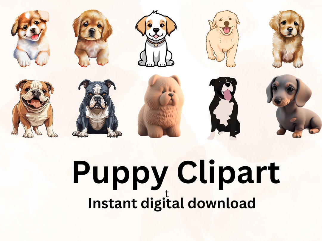 Watercolor Puppy Clipart, Dog Breeds Clipart Bundle, Puppy Dog Clipart ...