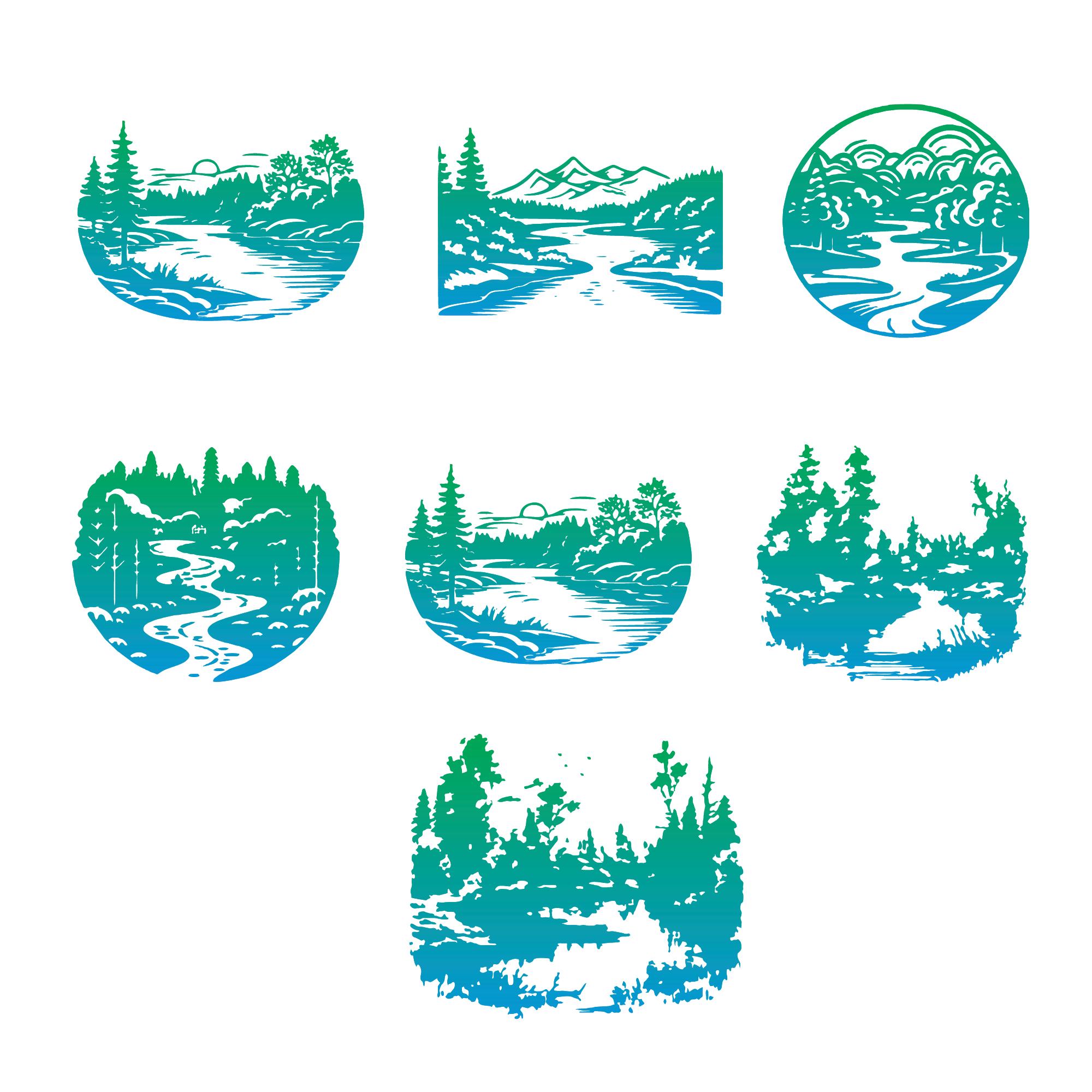 River Scene Svg Bundle, Landscape Clipart for Cricut, River Silhouette ...