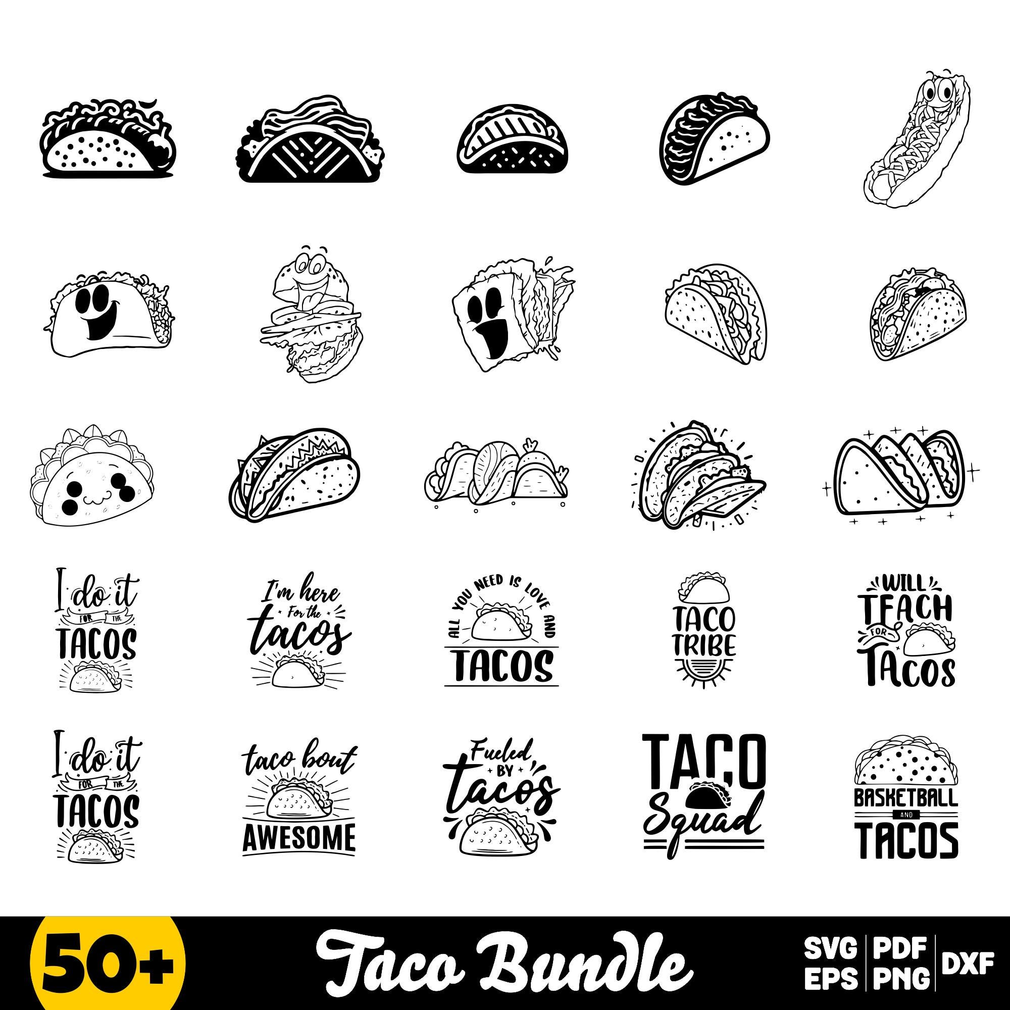 Taco Svg Bundle, Funny Taco Clipart for Cricut, Taco Quotes Silhouette ...