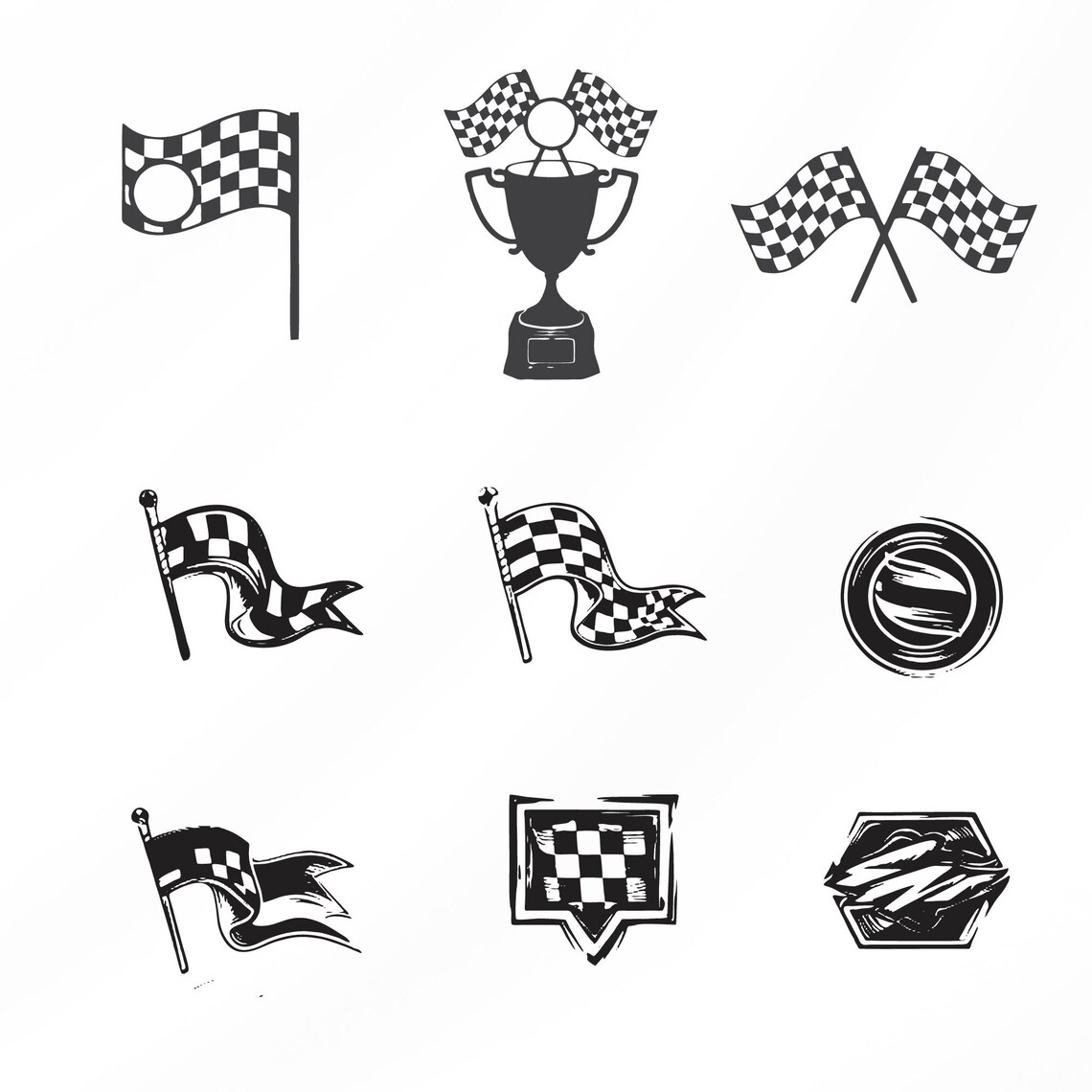 Racing Flag Svg Bundle, Checkered Flag Clipart for Cricut, Racing Flag ...