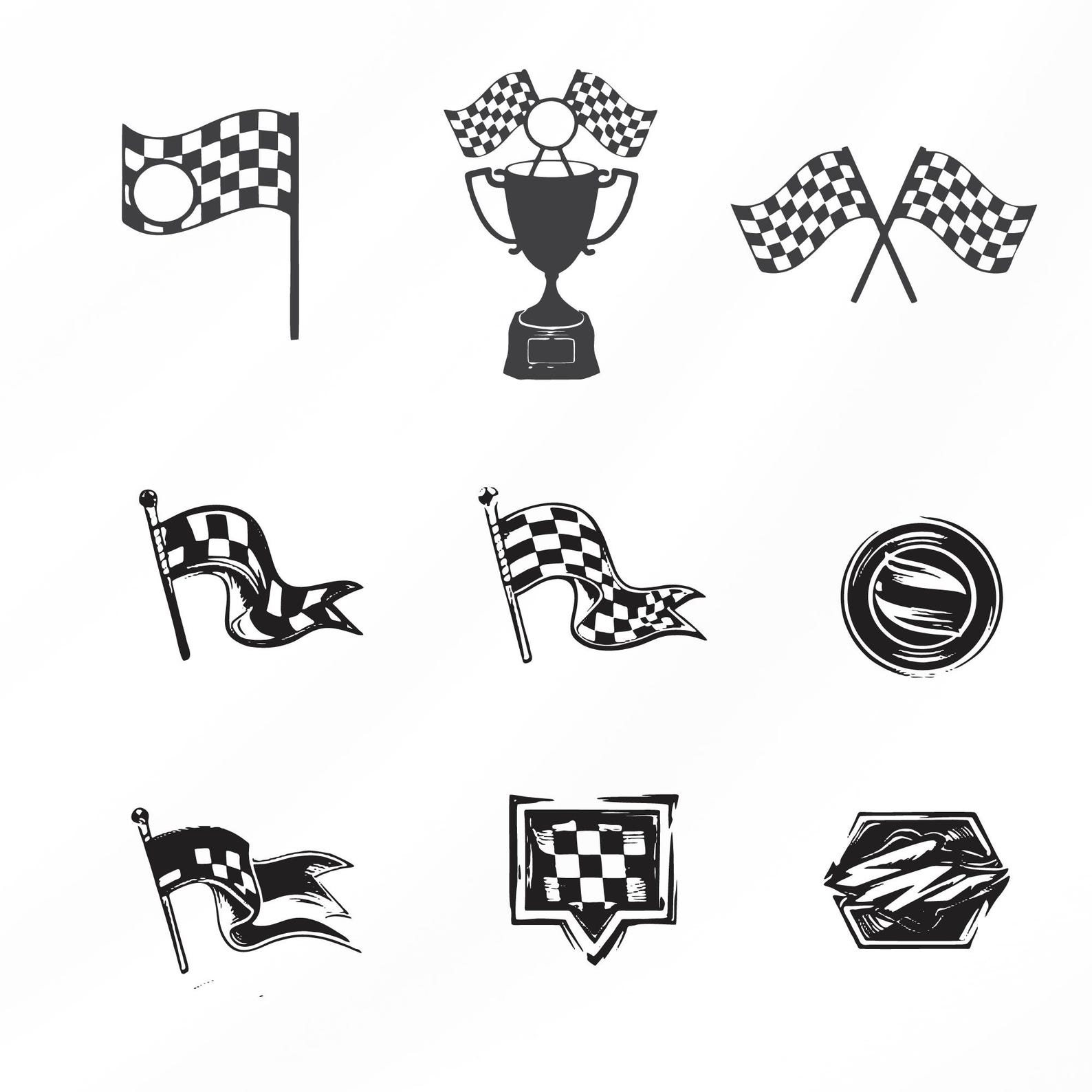 Racing Flag Svg Bundle, Checkered Flag Clipart for Cricut, Racing Flag ...
