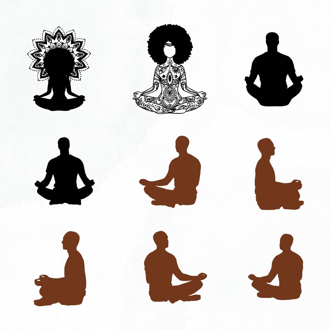 Meditation Svg Bundle, Yoga Clipart for Cricut, Meditation Silhouette ...